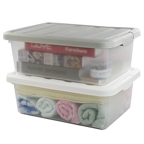 Cand Storage Bin with Lid 14 Quart, 2 Packs, Plastic Box for Organizing