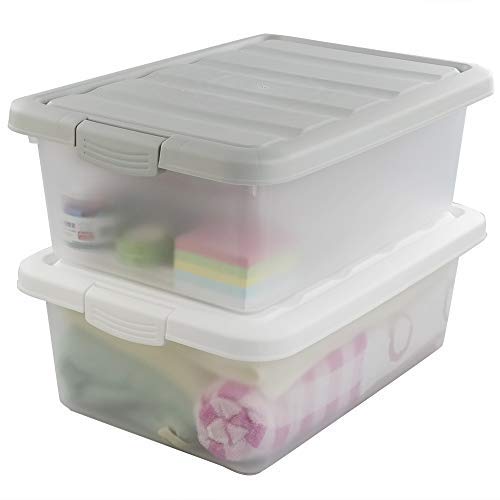 Cand Storage Bin with Lid 14 Quart, 2 Packs, Plastic Box for Organizing