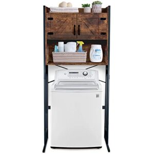 stephan roberts washer or over the toilet storage cabinet w/height adjustable shelf laundry room/bathroom organizer, 2-door freestanding rack space saver, wood