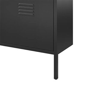 REALROOMS Shadwick 3 Door Locker Style Metal Shoe Storage Cabinet, Black