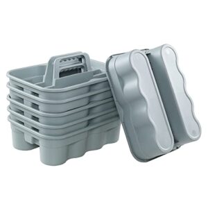 qqbine gray plastic storage caddy, cleaning caddy with handle, pack of 6