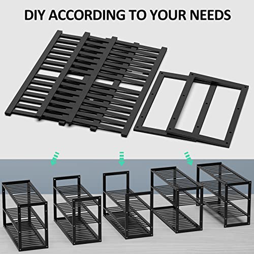 Bamboo Shoe Rack for Closet, 3-Tier Dampproof Shoe Organizer Free Standing Shoe Racks for Entryway and Closet Hallway Black Waterproof Shoe Storage Organizer for Indoor Outdoor (Black, 3-Tiers)