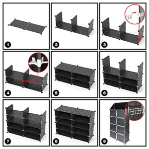 ALUPOM Shoe Rack Storage Organizer with Doors, 8 Tier Shoe Storage Cabinet with Side Hooks, Stackable 32 Pair Shoe for Entryway, Hallway, Small