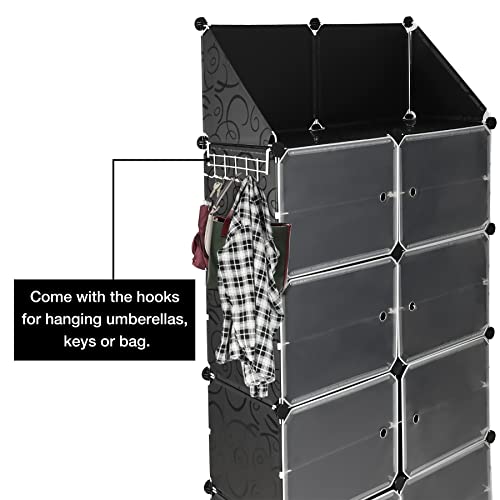 ALUPOM Shoe Rack Storage Organizer with Doors, 8 Tier Shoe Storage Cabinet with Side Hooks, Stackable 32 Pair Shoe for Entryway, Hallway, Small