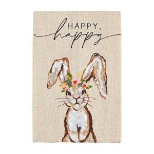 mud pie painted spring hand towel, happy, 21" x 14"