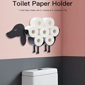 Dachshund Toilet Paper Storage, Funny Dog Wall Mounted or Free Standing Bathroom Toilet Paper Holder, Metal 8 Rolls Tissue Organizer for Home Decor