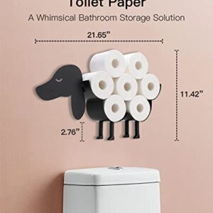 Dachshund Toilet Paper Storage, Funny Dog Wall Mounted or Free Standing Bathroom Toilet Paper Holder, Metal 8 Rolls Tissue Organizer for Home Decor