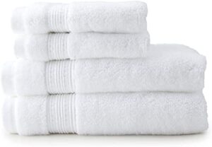 new charisma soft 100% hygro cotton 4-piece hand & washcloth towel set (one size white) (white)