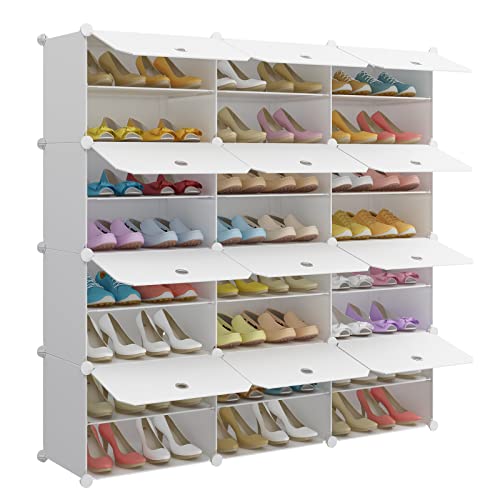 MAGINELS 48-Pair Shoe Rack Organizer Shoe Organizer Expandable Shoe Storage Cabinet Free Standing Stackable Space Saving Shoe Rack for Entryway, Hallway and Closet, White