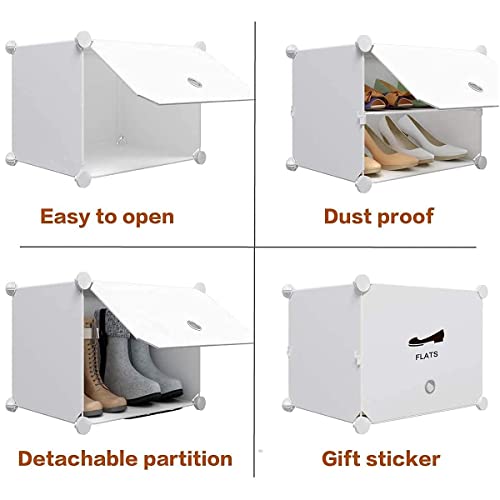 MAGINELS 48-Pair Shoe Rack Organizer Shoe Organizer Expandable Shoe Storage Cabinet Free Standing Stackable Space Saving Shoe Rack for Entryway, Hallway and Closet, White