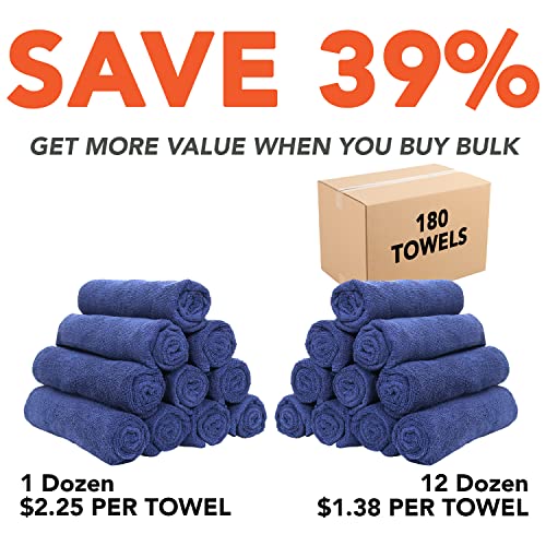 Arkwright Microfiber Gym Towel - (Pack of 12) Soft Lightweight Quick Dry Hotel Quality Hand Towels, 300 GSM, Sweat Absorbent, Perfect for Workout, Yoga, Spa, Bathroom, 16 x 27 in, Navy