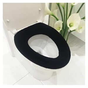 huanxi jllidcy comfortable soft multicolor bathroom toilet set thickening washable toilet seats cover toilet mat winter warm o ring potty sets paionn gurert123 (color : black)