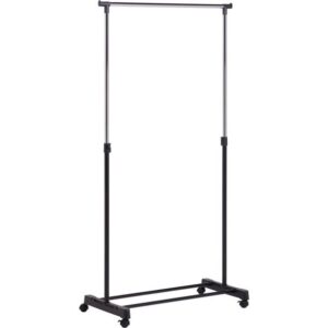 armistore metal chrome adjustable rolling garment rack, black