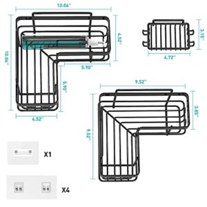 Moforoco 3 Pack Adhesive Corner Shower Caddy, Shower Organizer Shelf with Soap Holder and 12 Hooks, Shower Shelves Rustproof for Bathroom, Shower Storage Basket, Shower Shelf for Inside Shower