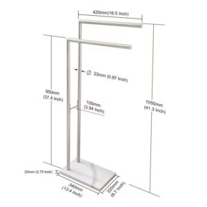 EADOT 41 Inch Standing Towel Rack Double L Shape Bath Towel Sheet Holder with Marble Base for Bathroom Floor Next to Tub or Shower Towel Stand for Bathroom Floor Stainless Steel Brushed Nickel