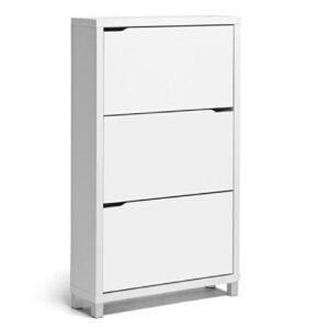 baxton studio simms 3 tier modern shoe cabinet, white