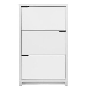 Baxton Studio Simms 3 Tier Modern Shoe Cabinet, White