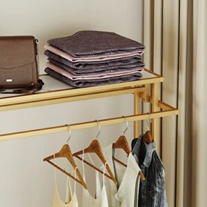 FUSHIAIPTC 59” Gold Clothing Rack, with Natural Marble and 3 Rods Garment Clothes Racks for Hanging Clothes, Organizer Closet for Hanging Clothing Coats Skirts Shirts Sweaters