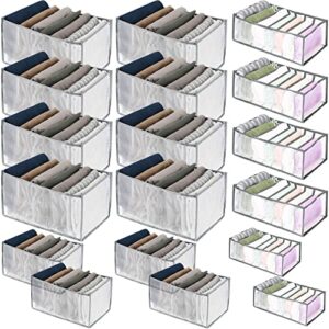 18 pcs wardrobe clothes organizer closet organizers storage big 7 grids t-shirt thin jean, small 7 grids leggings socks pants, clothes foldable washable drawer dividers for clothes drawer organizer