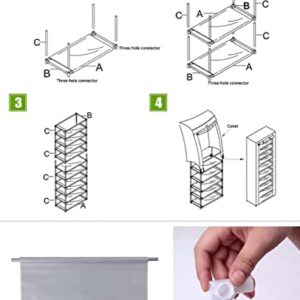 Smaworld 10 Tiers Shoe Rack - Non-Woven Fabric Shoe Storage Cabinet Narrow Shoe Shelf Large Shoe Rack Organizer for 45 Pairs for Floor Entryway Bedroom (Gray)