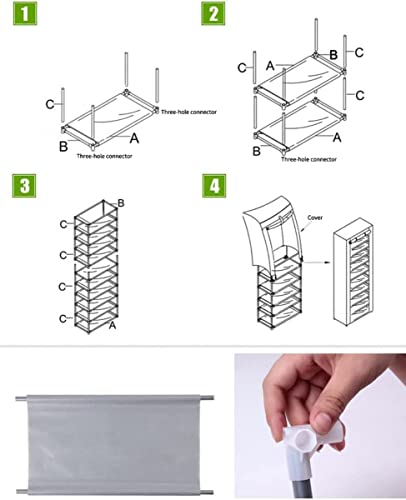 Smaworld 10 Tiers Shoe Rack - Non-Woven Fabric Shoe Storage Cabinet Narrow Shoe Shelf Large Shoe Rack Organizer for 45 Pairs for Floor Entryway Bedroom (Gray)