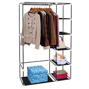 DESIGNSCAPE3D Portable Wardrobe with Hanging Rod and Shelves, 67in Clothes Closet with Non-Woven Fabric Cover, Easy to Assemble, Black