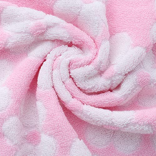 Pidada Hand Towels Set of 2 Floral Pattern 100% Cotton Soft Absorbent Decorative Towel for Bathroom 13.4 x 29.1 Inch (Pink)