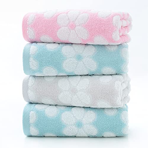 Pidada Hand Towels Set of 2 Floral Pattern 100% Cotton Soft Absorbent Decorative Towel for Bathroom 13.4 x 29.1 Inch (Pink)