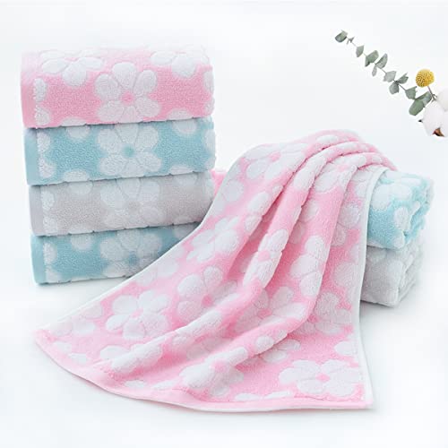 Pidada Hand Towels Set of 2 Floral Pattern 100% Cotton Soft Absorbent Decorative Towel for Bathroom 13.4 x 29.1 Inch (Pink)