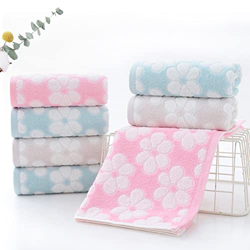 Pidada Hand Towels Set of 2 Floral Pattern 100% Cotton Soft Absorbent Decorative Towel for Bathroom 13.4 x 29.1 Inch (Pink)