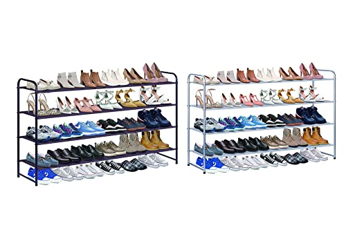 KIMBORA Long Shoe Rack for Closet, 30 Pairs Stackable Shoe Storage Organizer