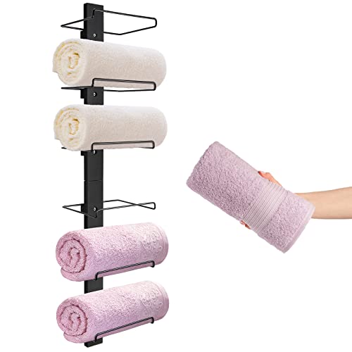 TIPSYTREE Towel Racks for Bathroom Towel Rack Wall Mounted Bath Towel Holder Storage, 6 Levels Wall Mounted Storage Organizer for Towels for Spa, Salon, Camper