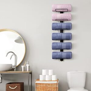 TIPSYTREE Towel Racks for Bathroom Towel Rack Wall Mounted Bath Towel Holder Storage, 6 Levels Wall Mounted Storage Organizer for Towels for Spa, Salon, Camper