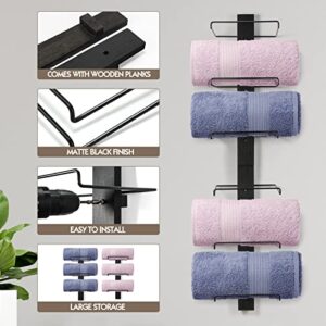 TIPSYTREE Towel Racks for Bathroom Towel Rack Wall Mounted Bath Towel Holder Storage, 6 Levels Wall Mounted Storage Organizer for Towels for Spa, Salon, Camper