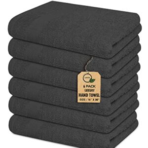 Softolle Premium 600 GSM Hand Towels –100% Combed Ring Spun Cotton Hand Towel - Pack of 6 Luxury Hand Towels - Highly Absorbent and Ultra Soft 16" x 30" inches (Grey)