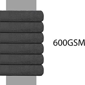 Softolle Premium 600 GSM Hand Towels –100% Combed Ring Spun Cotton Hand Towel - Pack of 6 Luxury Hand Towels - Highly Absorbent and Ultra Soft 16" x 30" inches (Grey)