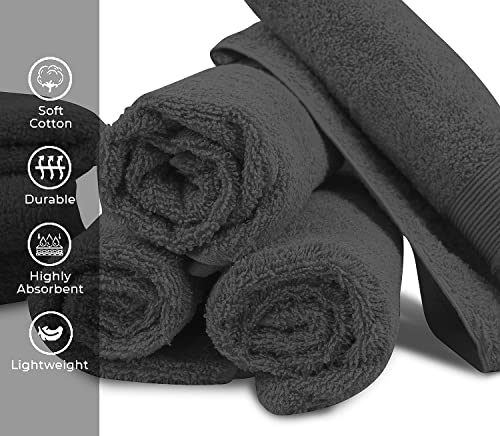 Softolle Premium 600 GSM Hand Towels –100% Combed Ring Spun Cotton Hand Towel - Pack of 6 Luxury Hand Towels - Highly Absorbent and Ultra Soft 16" x 30" inches (Grey)