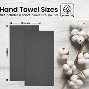 Softolle Premium 600 GSM Hand Towels –100% Combed Ring Spun Cotton Hand Towel - Pack of 6 Luxury Hand Towels - Highly Absorbent and Ultra Soft 16" x 30" inches (Grey)