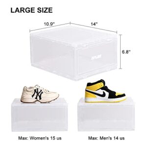 Shoe Boxes Clear Plastic - Stackable Sneaker Shoe Container Drop-front Shoe Display Case for Closets, Entryway Shoe Rack, Clothing Rack, Bed, Easy Assembly (3PCS) (White)