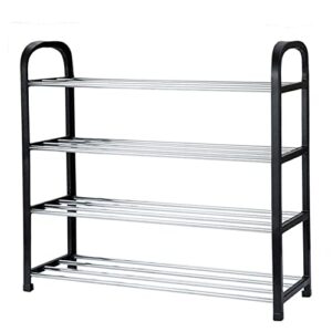 yifey 4-tier shoe rack,metal standing shoe shelf for bedroom closet,sturdy shoe storage for entryway,stackable shoe storage organizer for living room