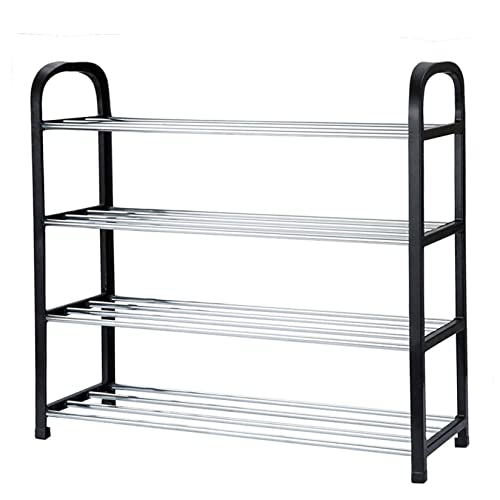 YIFEY 4-Tier Shoe Rack,Metal Standing Shoe Shelf for Bedroom Closet,Sturdy Shoe Storage for Entryway,Stackable Shoe Storage Organizer for Living Room