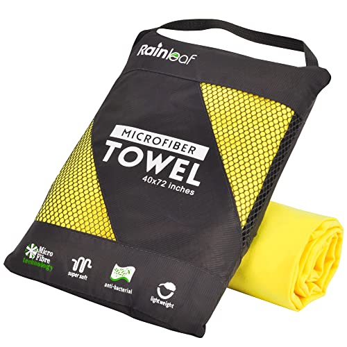 Rainleaf Microfiber Towel,Yellow,24 X 48 Inches