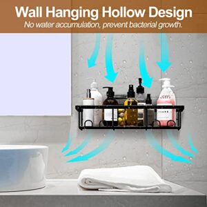 HNRLOY Shower Caddy Organizer,4Pack Bathroom Shower Shelf Rack for Wall Mount Bath Shower Storage with 2 Soap Dish Holder,Self Adhesive Stainless Steel Black Shower Shelves Accessories