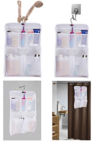 MISSLO Shower Caddy Organizer 5 Pockets Roll up Hanging Bathroom Accessories Storage for Camper, RV, Gym, Cruise, Cabin, College Dorm Shower, Small