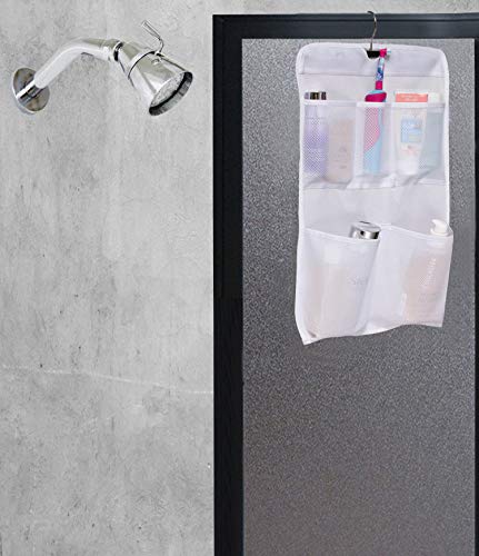 MISSLO Shower Caddy Organizer 5 Pockets Roll up Hanging Bathroom Accessories Storage for Camper, RV, Gym, Cruise, Cabin, College Dorm Shower, Small