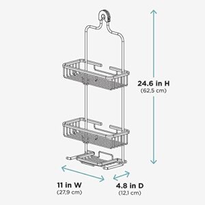 Zenna Home Hanging Shower Caddy, Over the Shower Head Bathroom Storage, Rustproof, No Drilling, Bath Organizer with 2 Shelves, Soap Tray, Razor Holders and Hooks, Satin Chrome