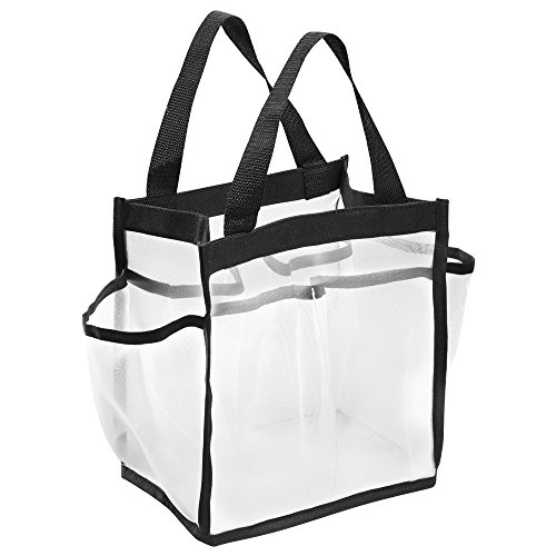 iDesign Water Resistant Nylon/Mesh Shower Tote Bag with Handles - 8.5" x 5.88" x 9.25", White/Black