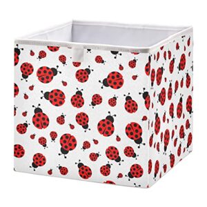 xigua closet storage bins, fabric baskets for closet shelves, collapsible fabric storage cubes organizer with small handles, ladybug, 11.02x11.02x11.02 inch