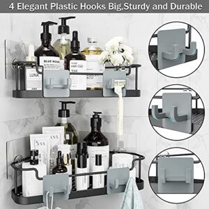 Orimade Corner Shower Caddy Organizer Basket with Hooks Adhesive No Drilling Wall Mount Bathroom Shelf Shampoo Holder Storage Rack Rustproof, 2 Pack-Black, Only for 90-Degree Corner