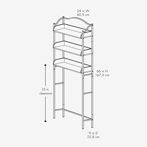 Zenna Home 3-Tier Over-The-Toilet Bathroom, Driftwood Gray/Pewter Spacesavers